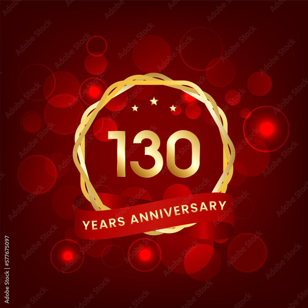 130 years anniversary. Anniversary template design with gold number and ...