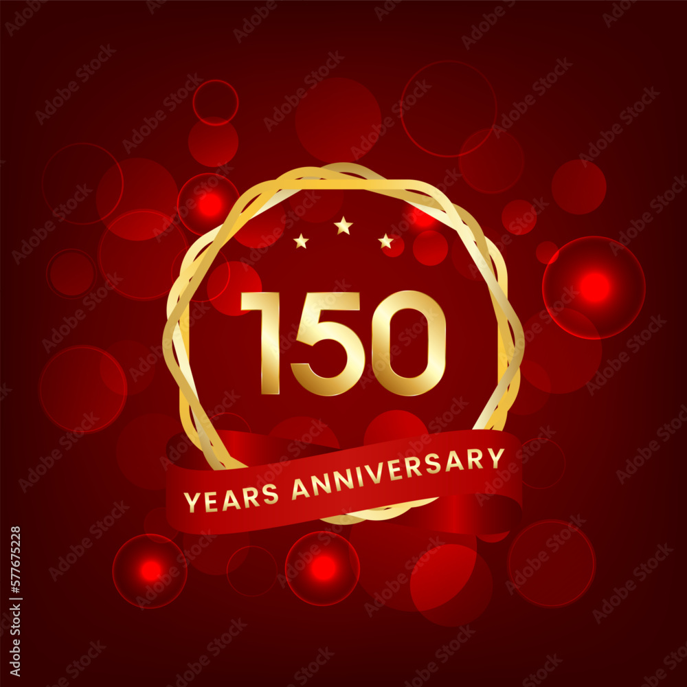150 years anniversary. Anniversary template design with gold number and ...