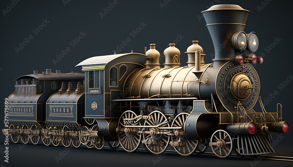 a 3d model of an old fashioned steam train - V1. Generative AI Stock ...