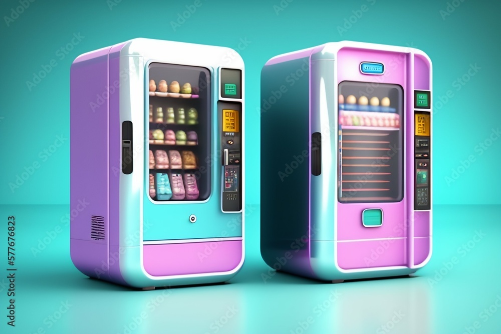 Tiny vending machine, cute 3d render, pastel colors. cute extremely ...