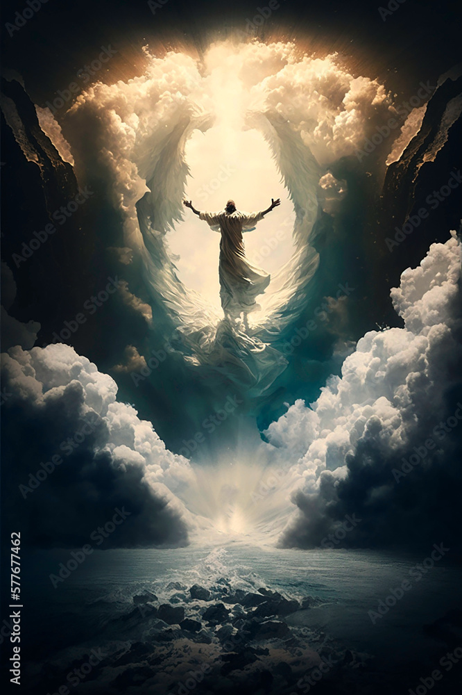 The Ascension of Jesus Christ. AI generativ. ilustração do Stock ...