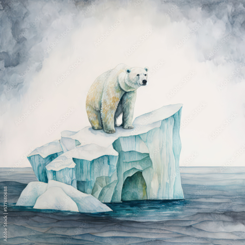 Generative AI illustration of watercolour style image of endangered ...