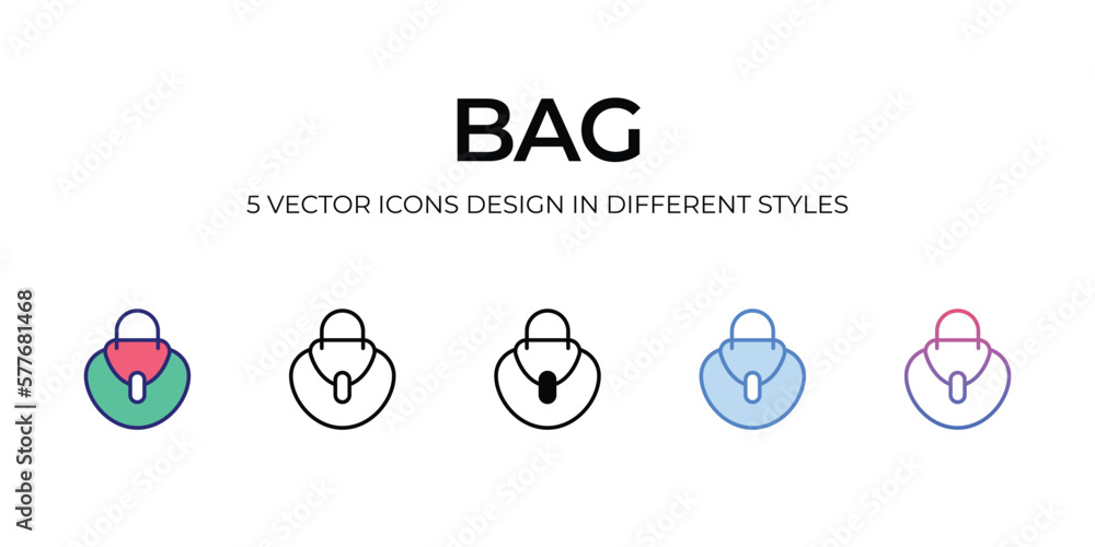 bag Icon Design in Five style with Editable Stroke. Line, Solid, Flat ...