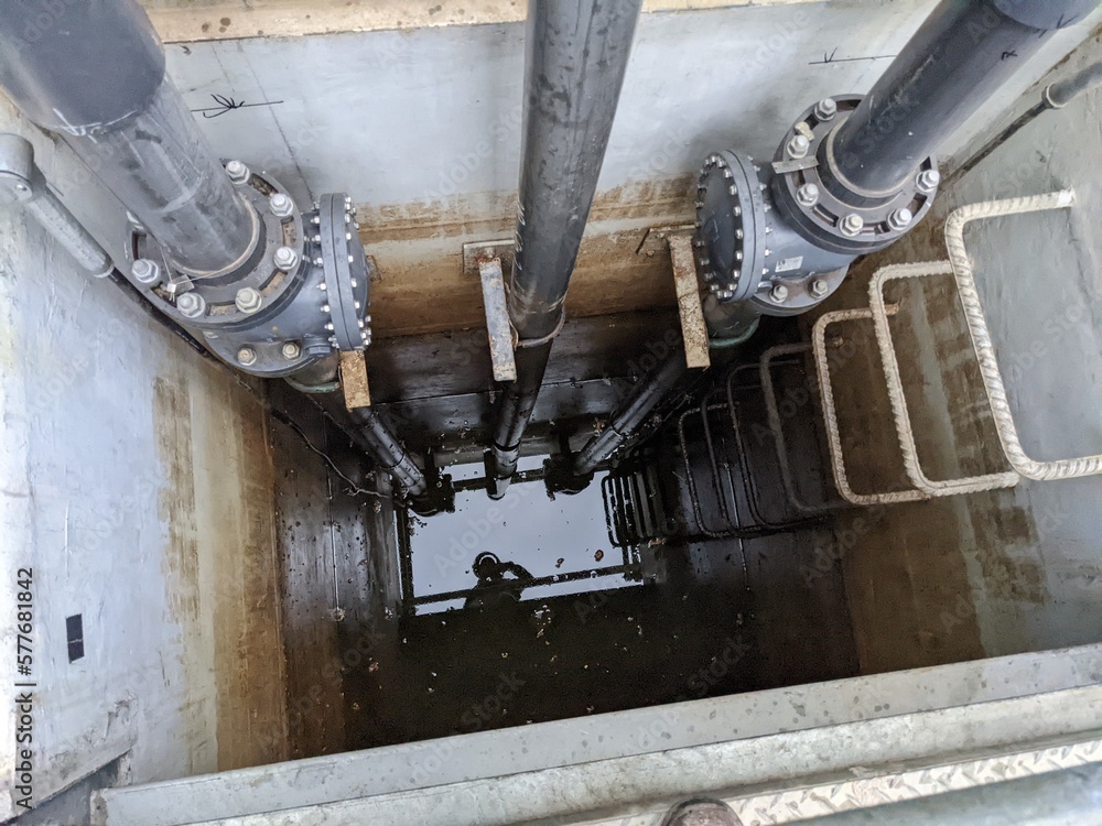 Water storage pit on the power plant project for temporary storage ...