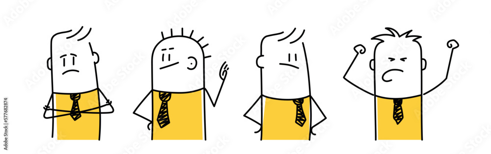Stick figure. Set of different emotions of people. Stock Vector | Adobe ...