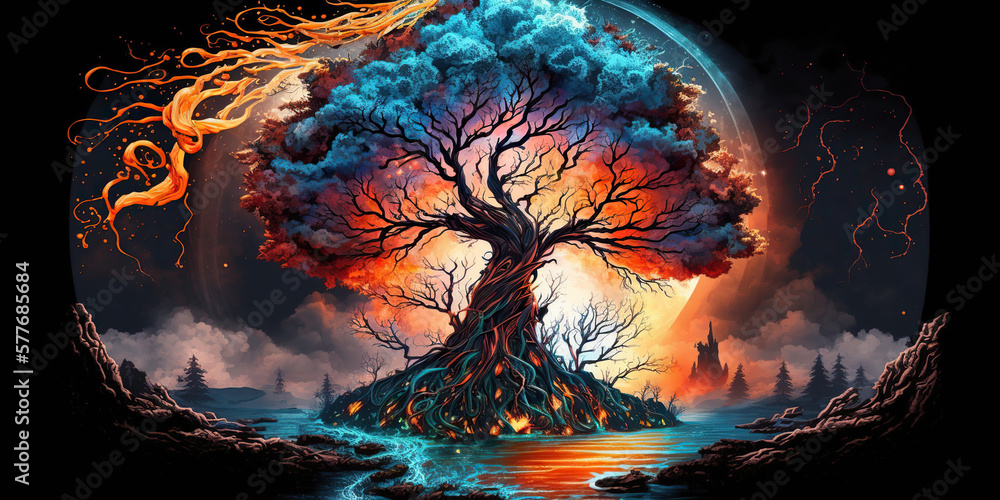magical tree of the elements in a fantasy environment, Generative AI ...