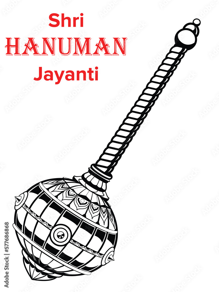 Lord Hanuman Weapon Gada Jay Shri Ram Happy Hanuman Jayanti Celebrates The Birth Of Lord Sri