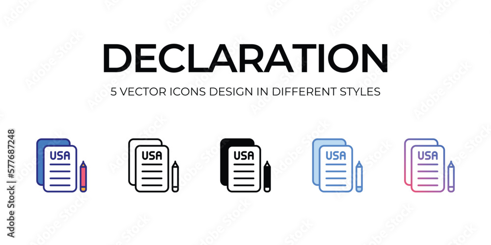 declaration Icon Design in Five style with Editable Stroke. Line, Solid ...