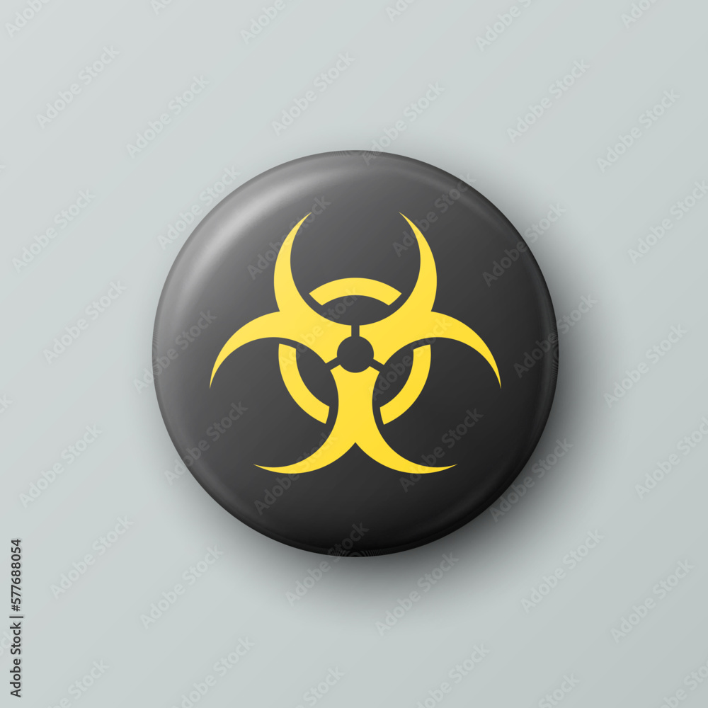Vector 3d Realistic Round Yellow and Black Warning, Danger Biohazard ...