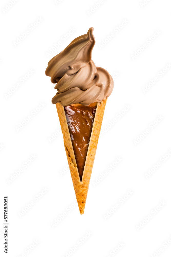 Poster Sorvete de chocolate com recheio de doce de leite, isolado, PNG ...