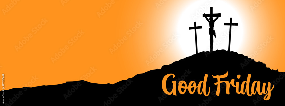 Good friday Easter background panorama vector illustration with text ...