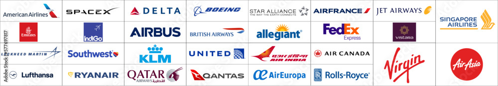 Airlines Logos around the worldwide Collection bundle Vector Stock ...