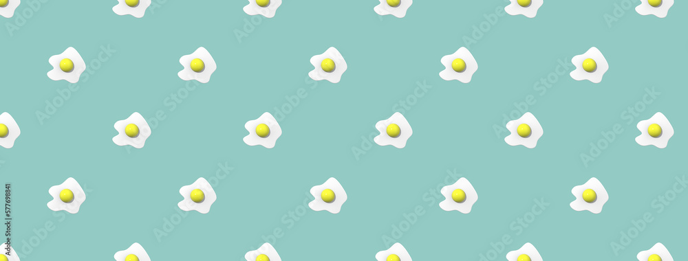 pattern. Image of chicken egg on pastel green blue backgrounds. Egg ...