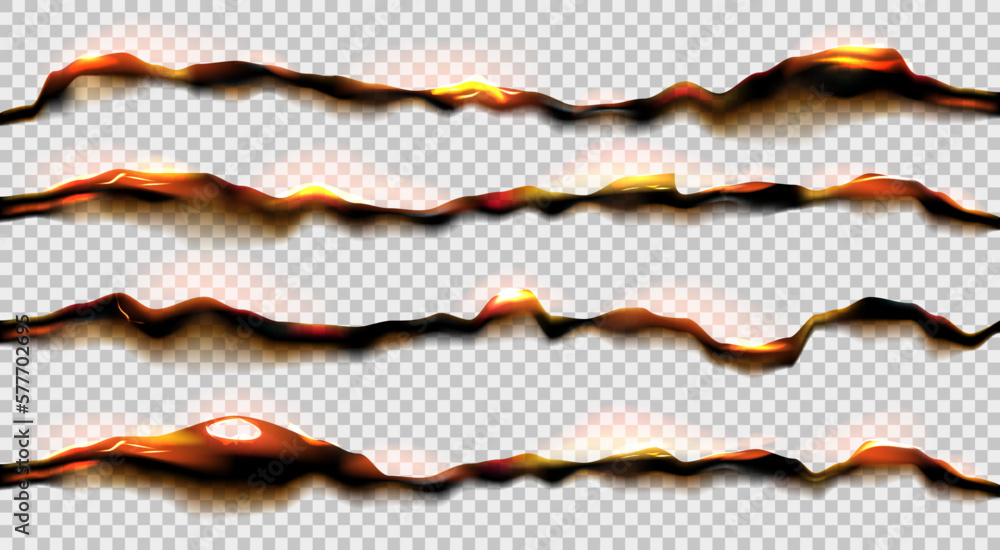 Burning paper frame, hot fire. Smouldering parchment edges, uneven ...