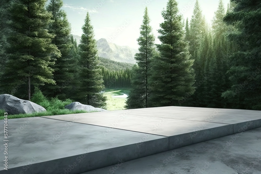 Modern concrete floor surface with natural view, generative ai image ...