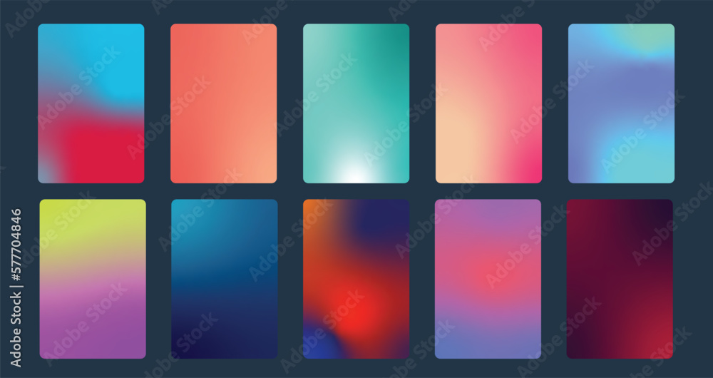 Vector set of multiple colors gradient covers for the background ...