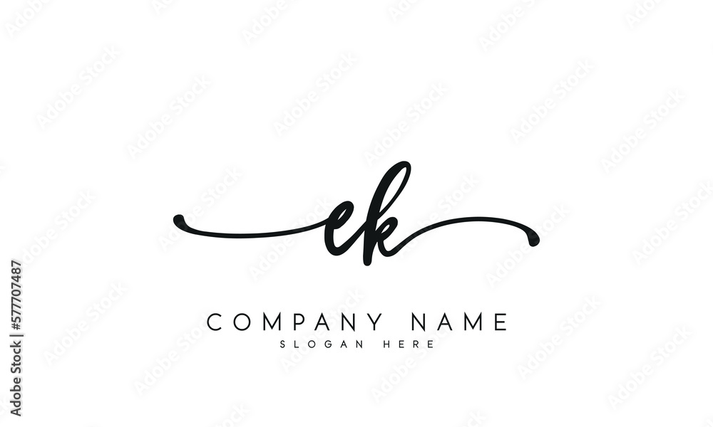 Handwriting letter ek logo design on white background. Stock Vector ...