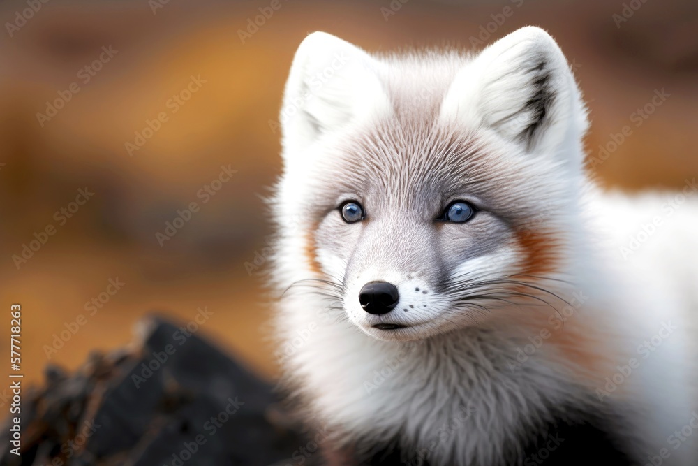 beautiful young arctic fox with white paws close-up, created with ...