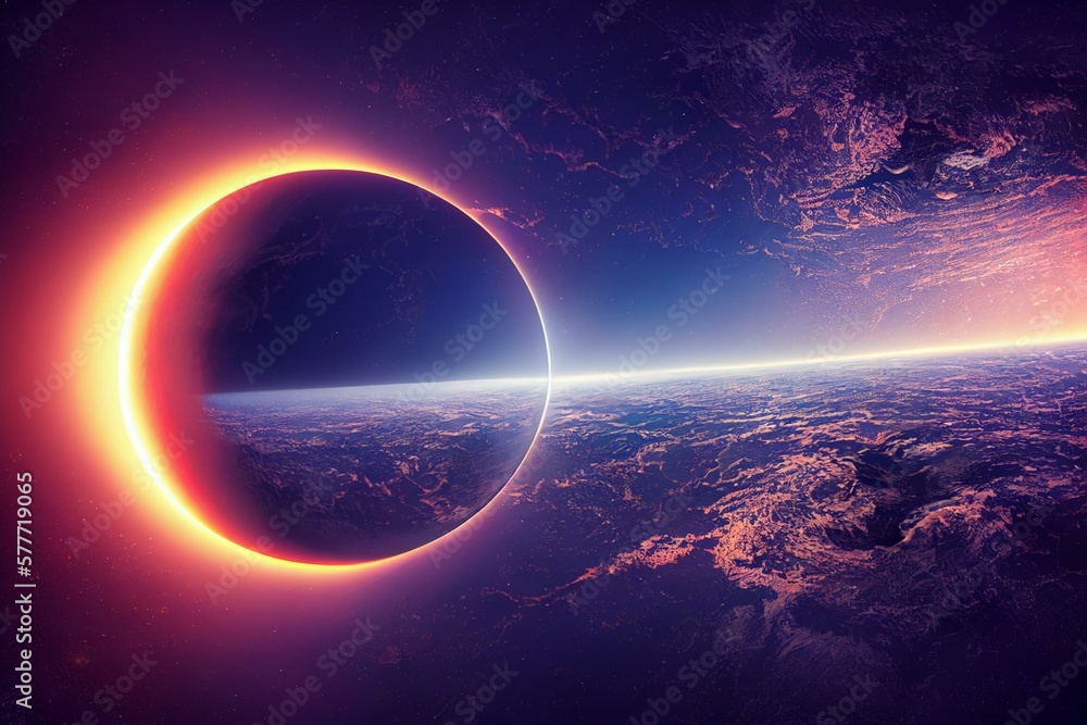 Gravity and general theory of relativity concept. Earth and Sun on ...