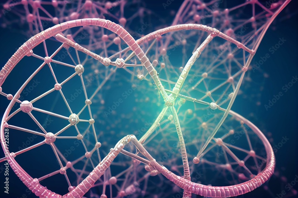 Synthetic cyber DNA molecule. Artificial intelligence neural network ...