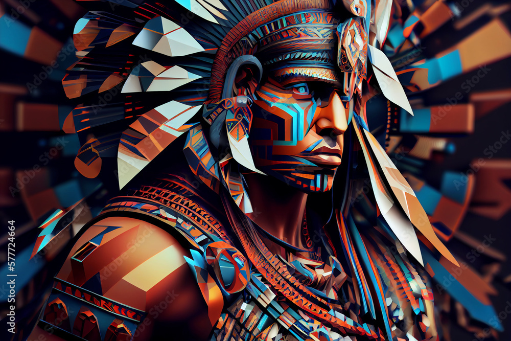 Beautiful abstract geometric Aztec warrior background. Generative AI ...