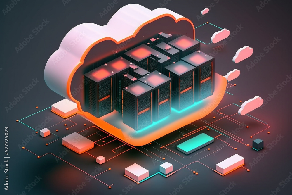 Cloud computing technology concept. Futuristic illustration. AI ...