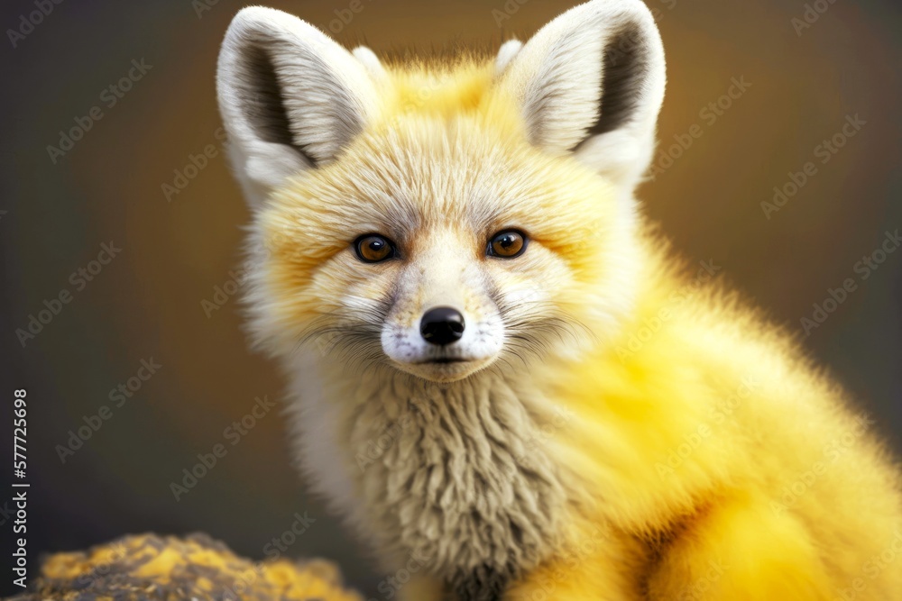 yellow arctic fox with beautiful ears and round face, created with ...