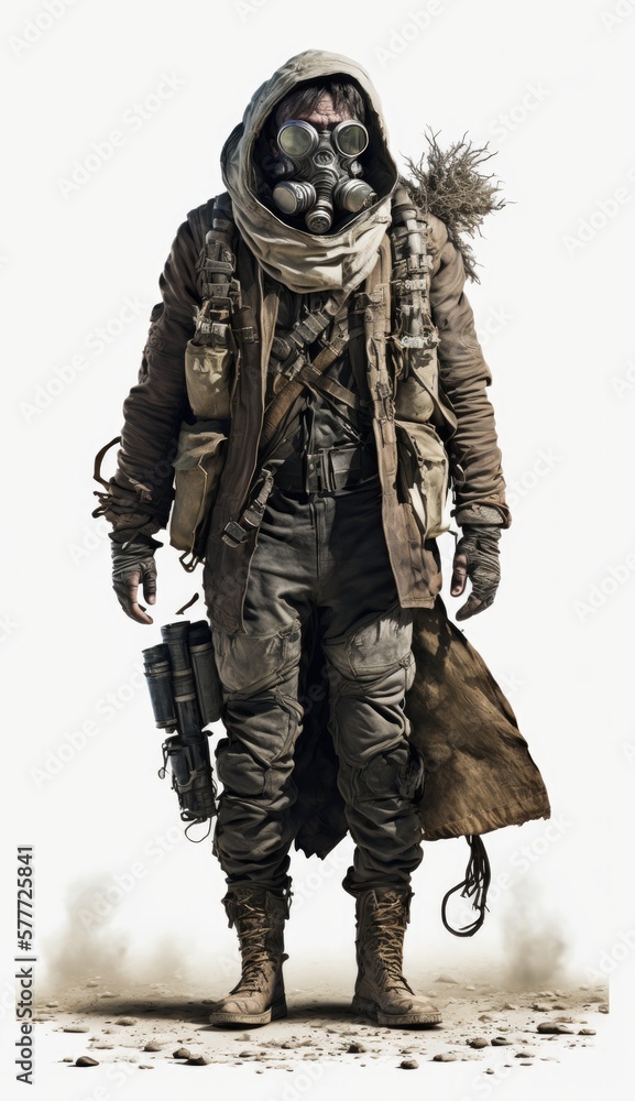 Stalker from wasteland, nuclear war survival human Stock Illustration ...