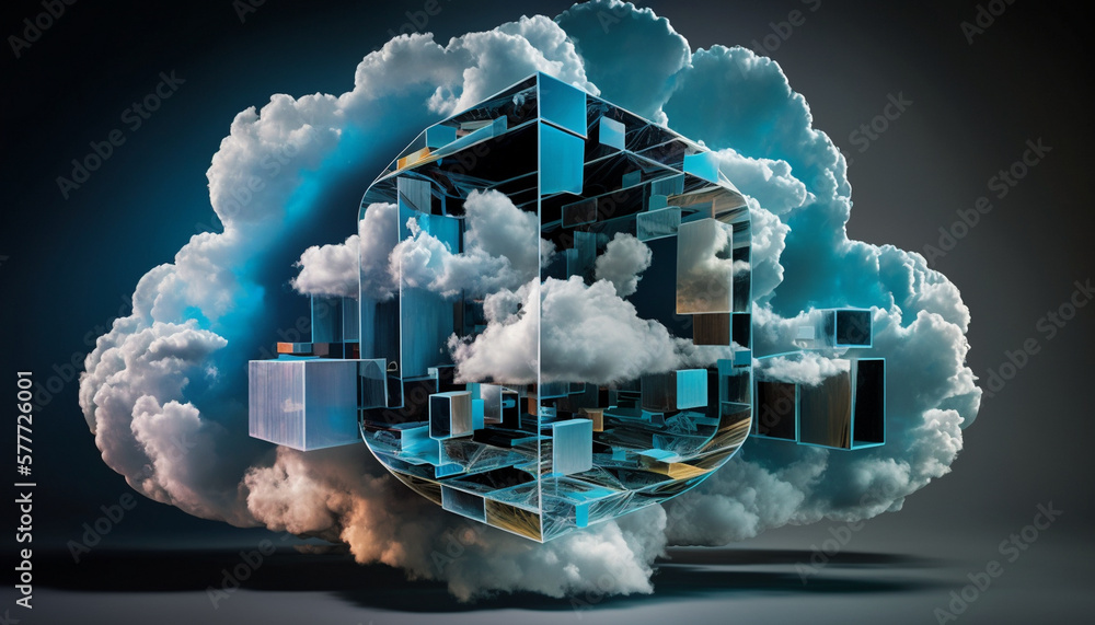 Cloud computing technology concept. Futuristic illustration. AI ...