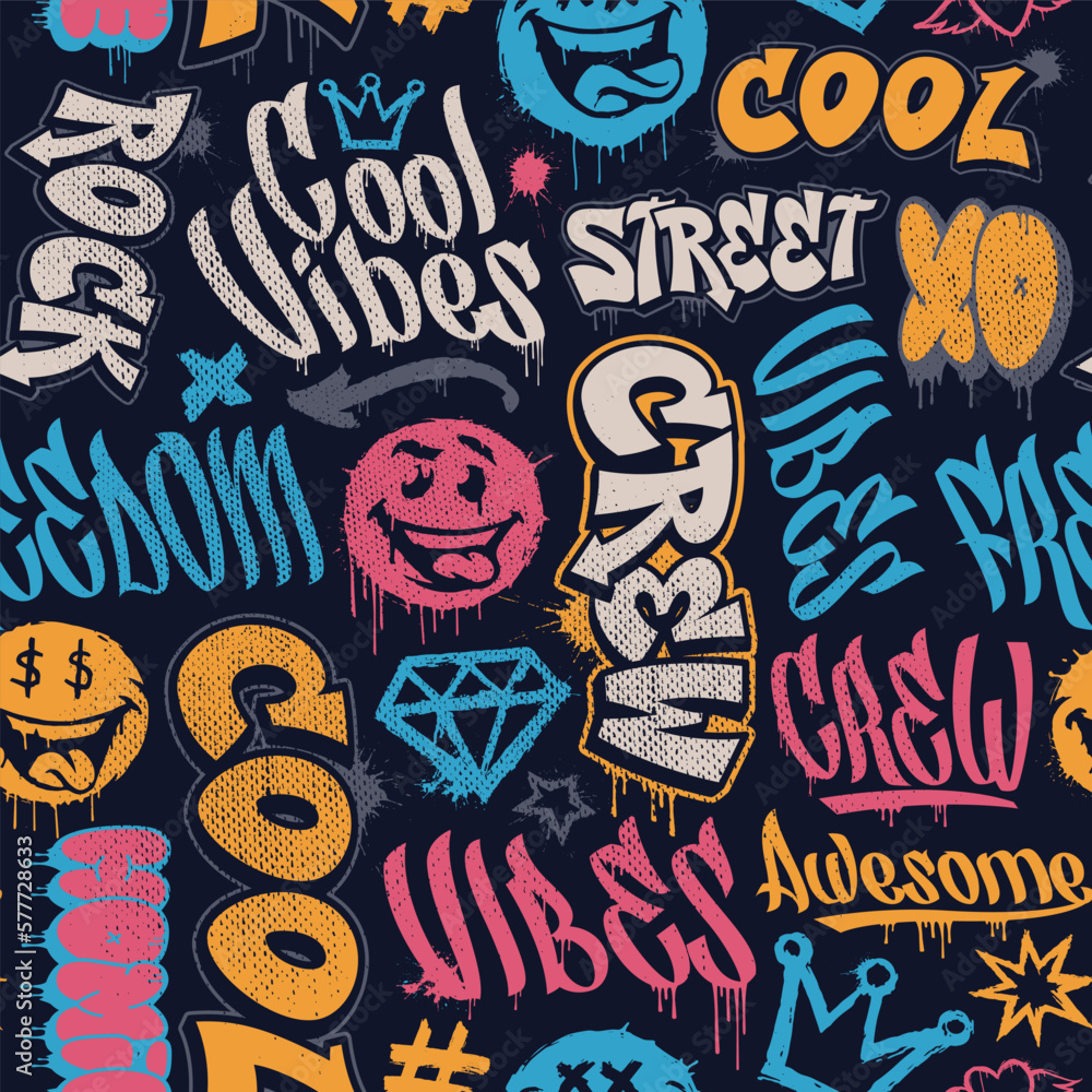 Seamless graffiti background Stock Vector | Adobe Stock