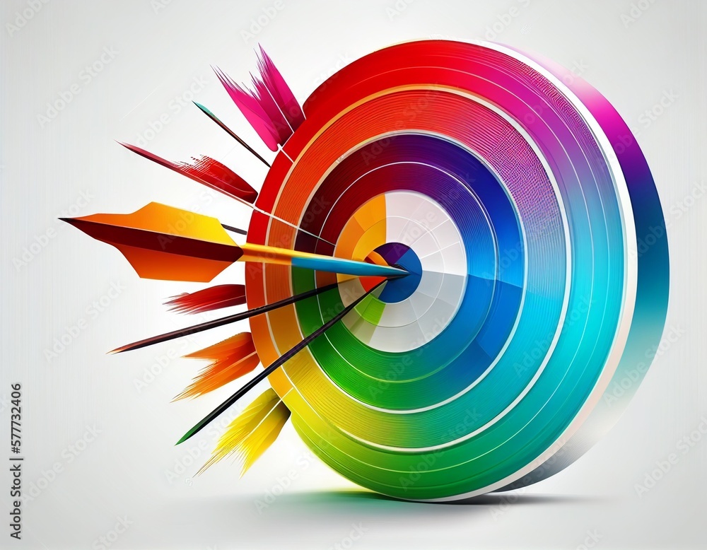 Arrows that stick right into the middle of the colorful bullseye ...