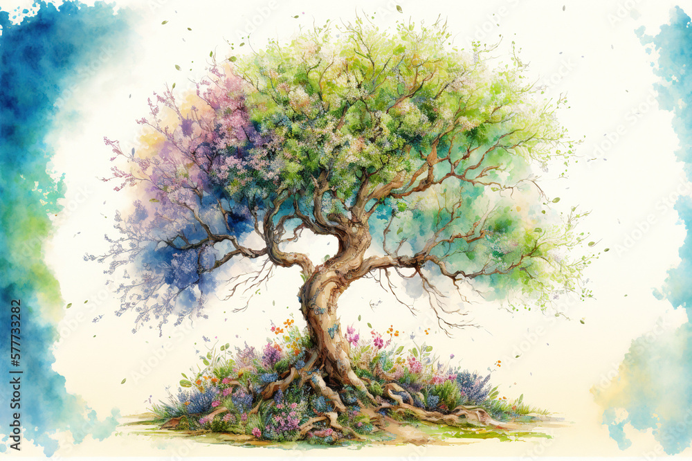 Tree Of Life Watercolor Painting