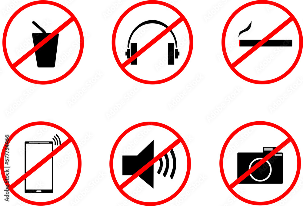 banned icon set, png, transparent Stock Illustration | Adobe Stock