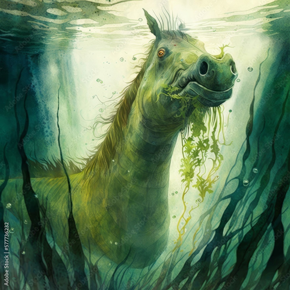 Spooky Underwater Kelpie among Pond Weeds and Vegetation, True Form of ...