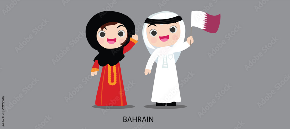 national dress with a flag. Man and woman in traditional costume ...