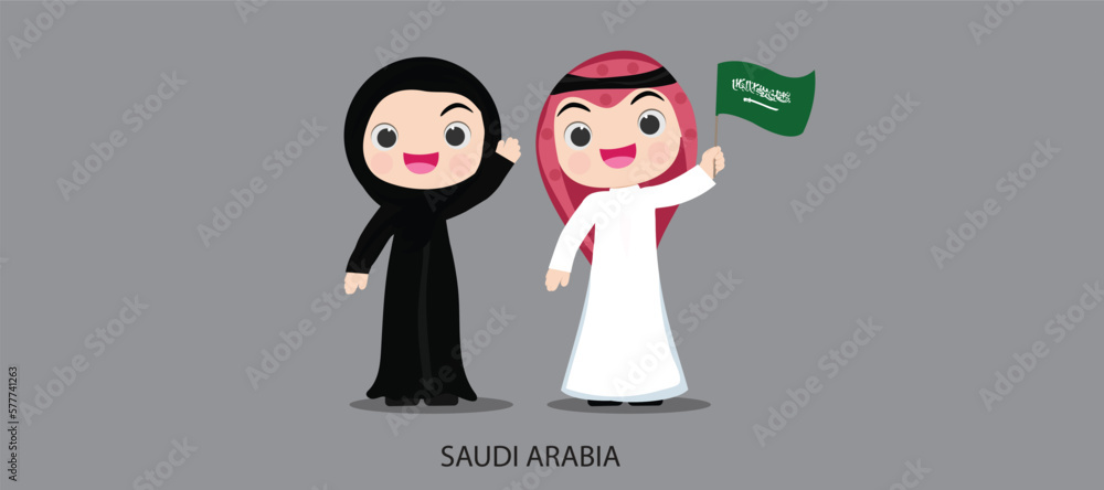 national dress with a flag. Man and woman in traditional costume ...