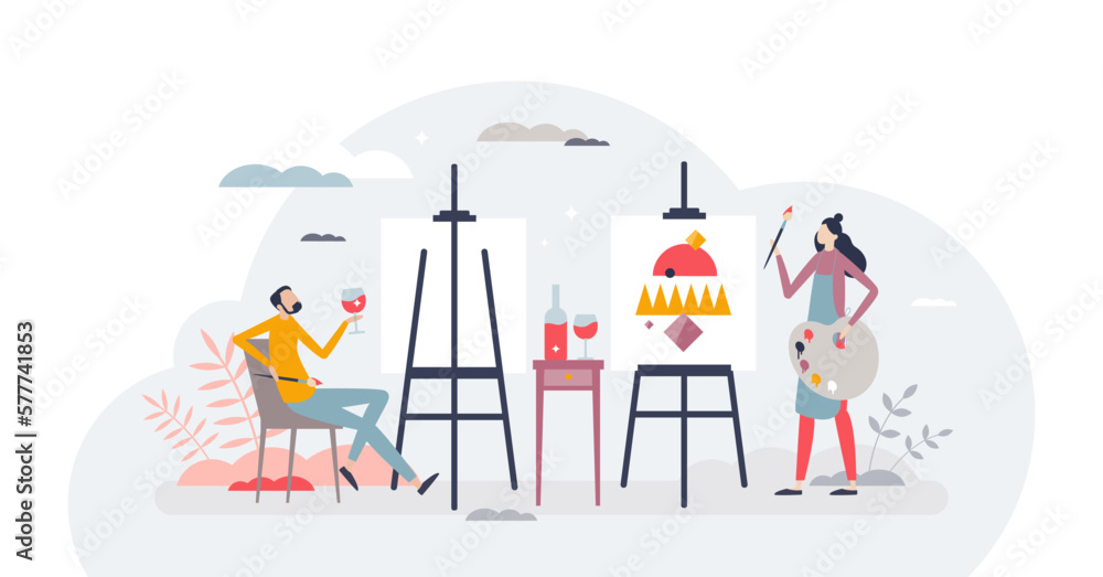 Paint and sip as creative art entertainment for couple tiny person ...