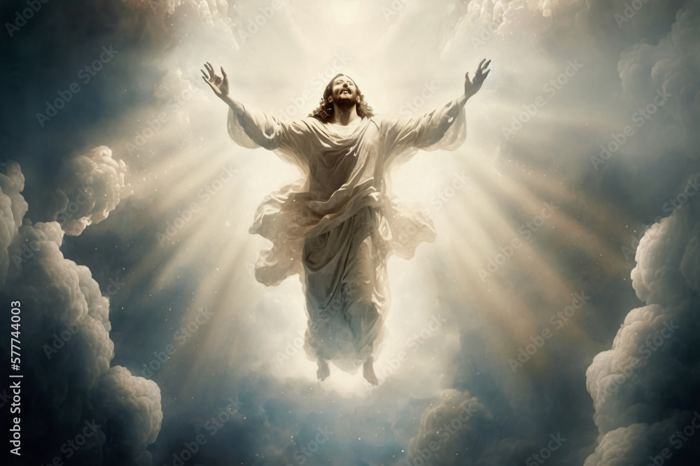 Resurrected Jesus Christ reaching out with open arms generative ai ...