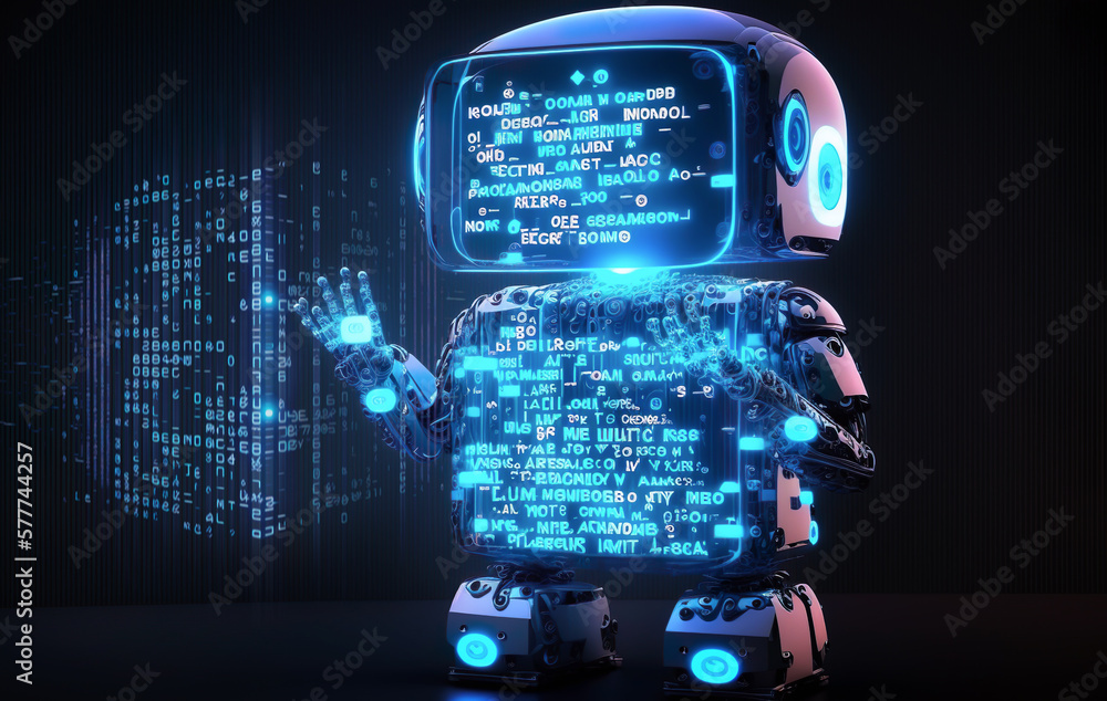 Robotic ai,chat bot.futuristic technology or machine learning data ...