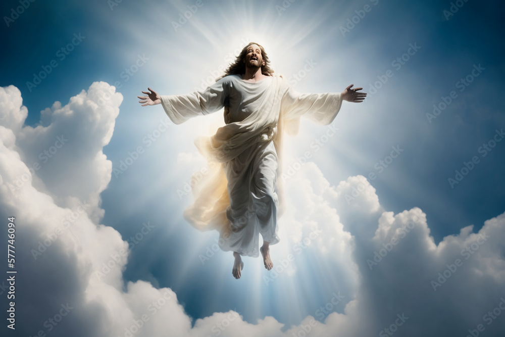 Photo & Art Print The resurrected Jesus Christ ascending to heaven ...