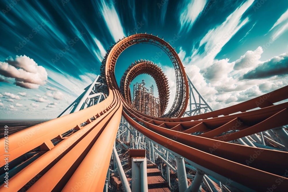 Roller Coaster Drop. Generative AI Stock Illustration | Adobe Stock