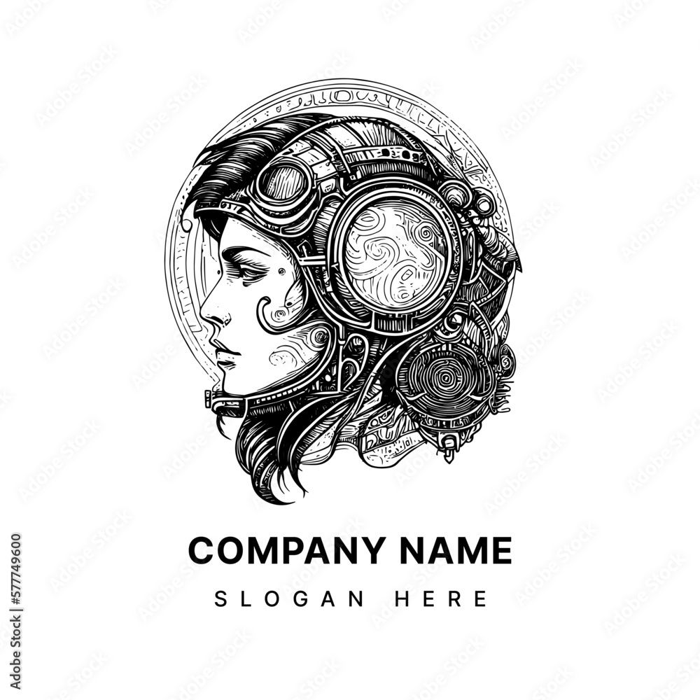 astronaut girl logo depicts a young female astronaut with a ponytail ...