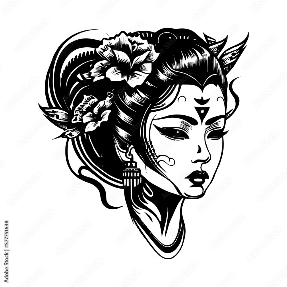 Vetor de Japanese geisha logo is a traditional and elegant design ...