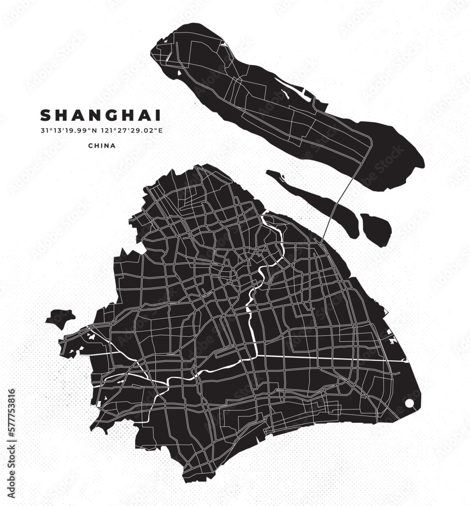 Shanghai China map vector illustration poster and flyer Stock Vector ...