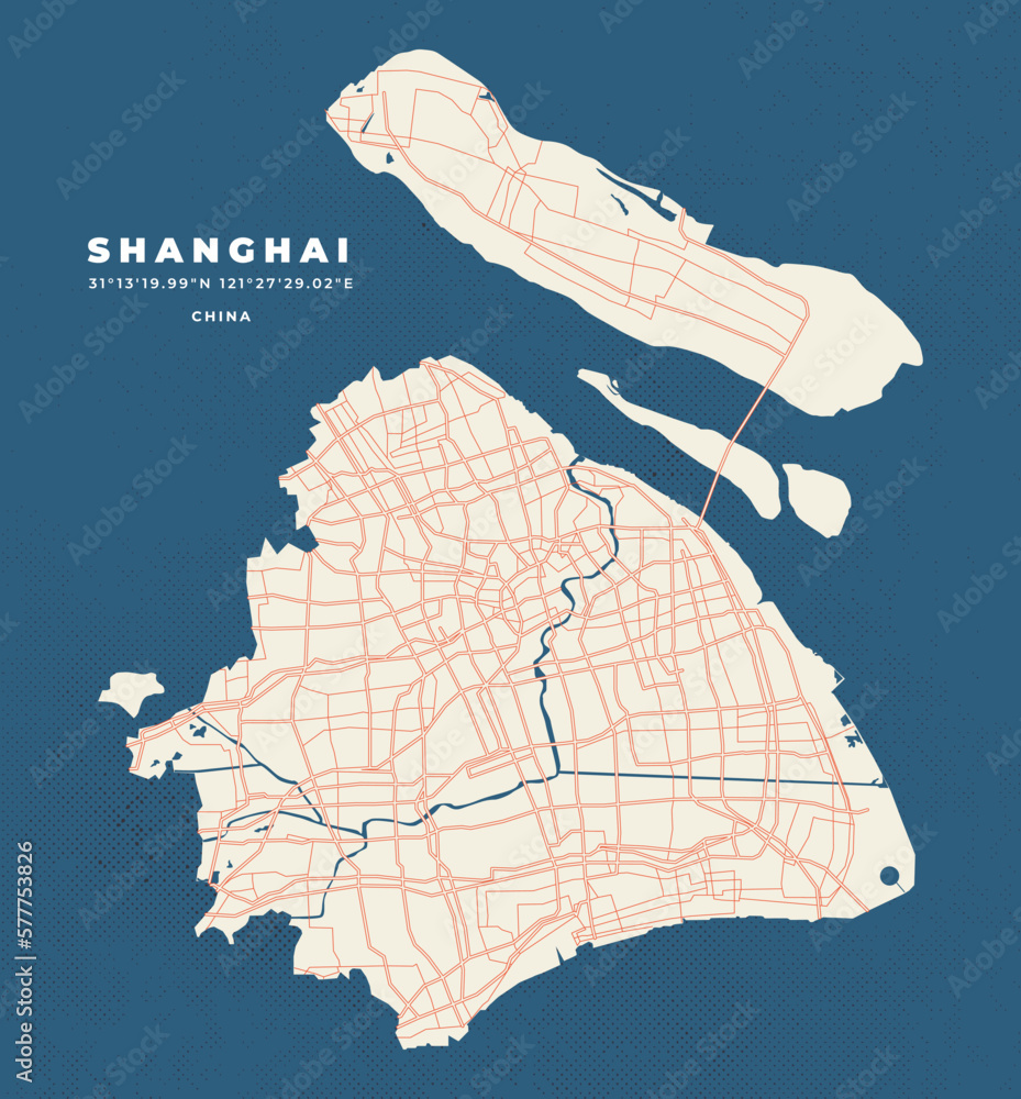 Shanghai China map vector illustration poster and flyer Stock Vector ...