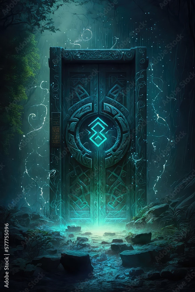 Fantasy book cover. Children`s book cover. A mysterious portal, with ...