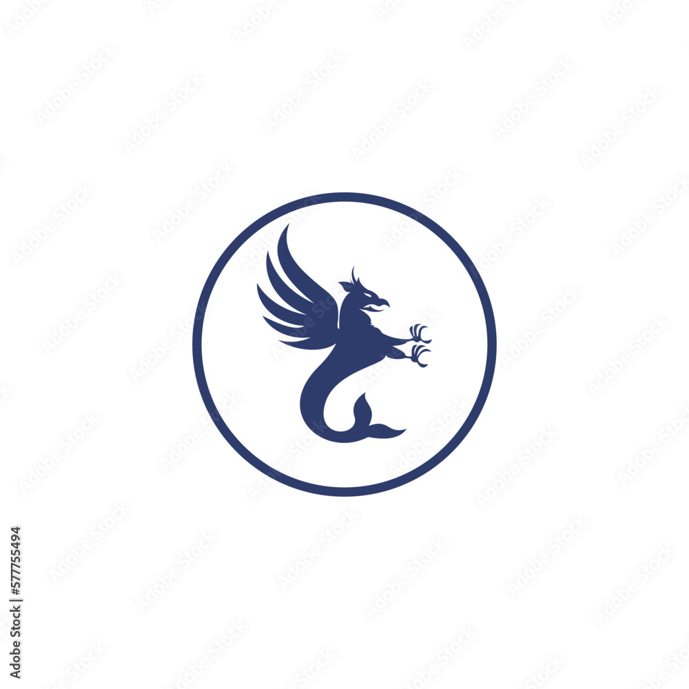 A griffin also known as a gryphon or griffon with lion body, wings and ...