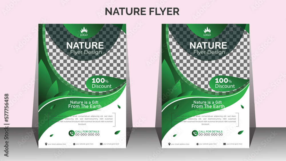 Modern abstract nature flyer a4 vector layout template. Marketing ...