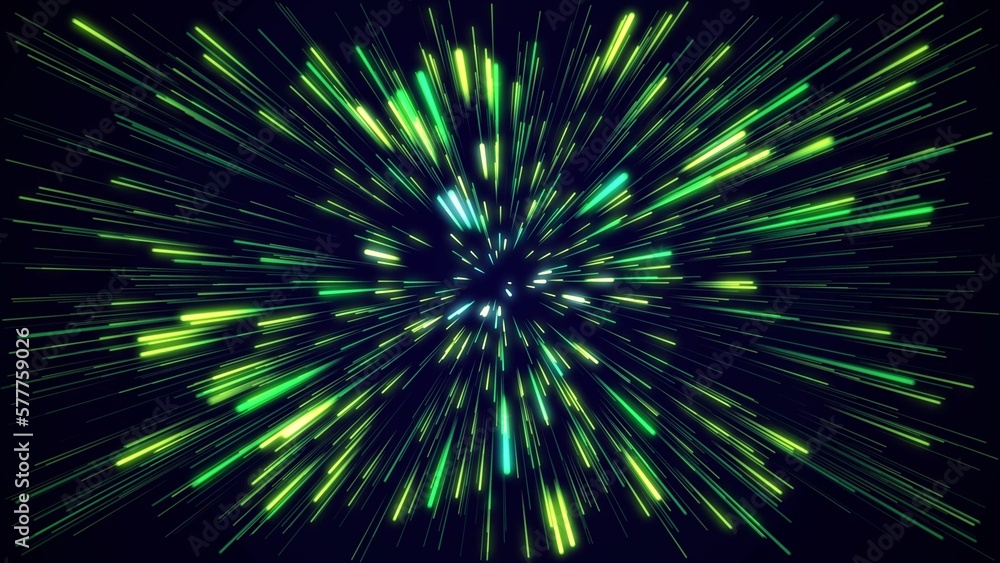 Amazing, beautiful and neon lines move endlessly toward the viewer. An ...