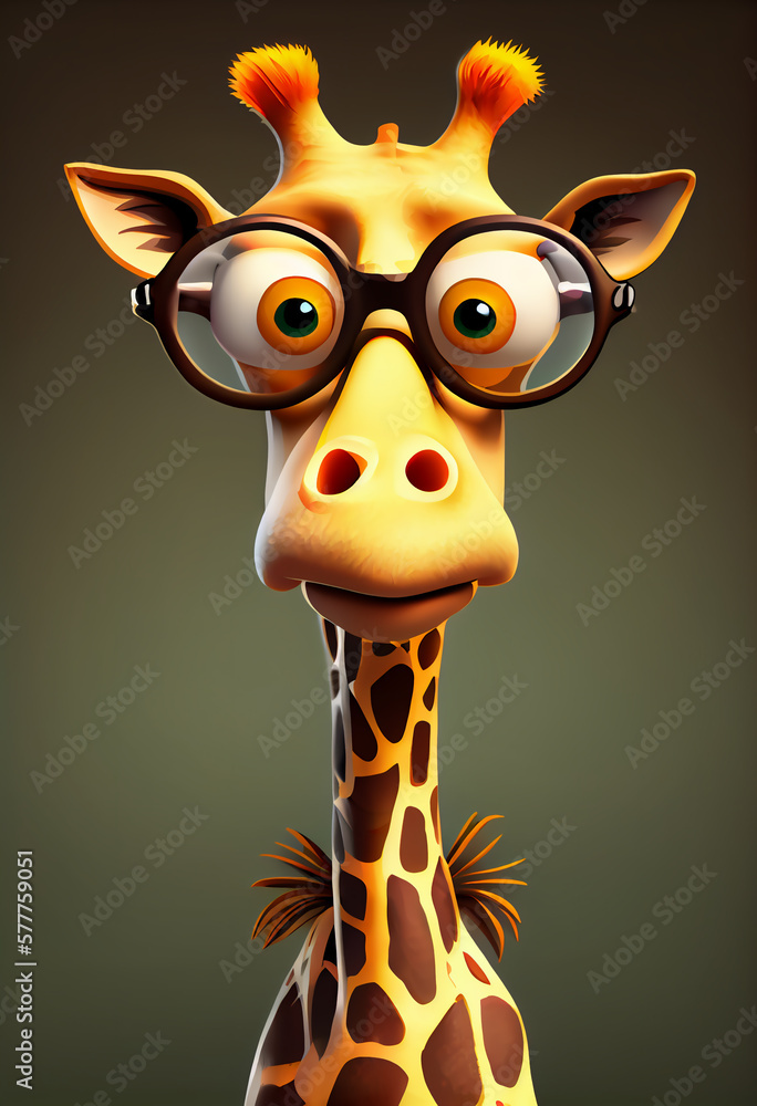 funny giraffe, cartoon character, ai generated, Generative AI Stock ...